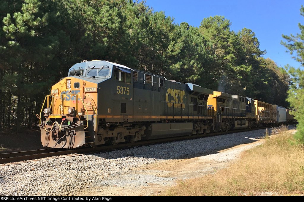 CSX 5375 and 387 head SB